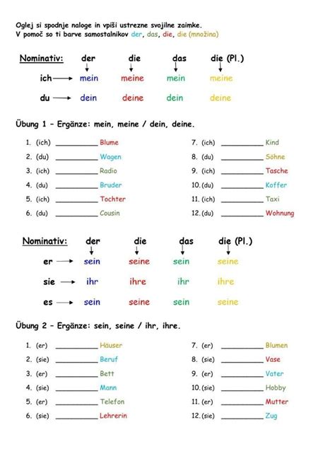 Possessivpronomen Online Exercise German Language Learning Learn German German Grammar