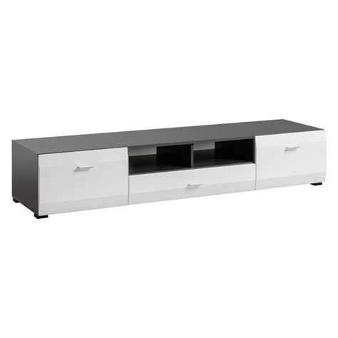 Meuble TV design 180 cm gris brillant éclairage LED Lily