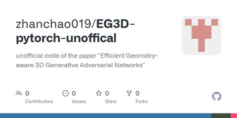 Github Zhanchao019eg3d Pytorch Unoffical Unofficial Code Of The