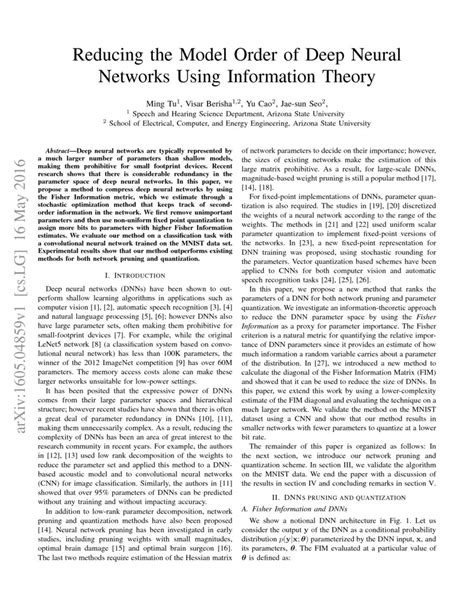 Reducing The Model Order Of Deep Neural Networks Using Information