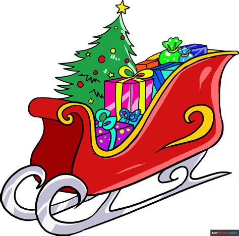 How To Draw Santas Sleigh Really Easy Drawing Tutorial