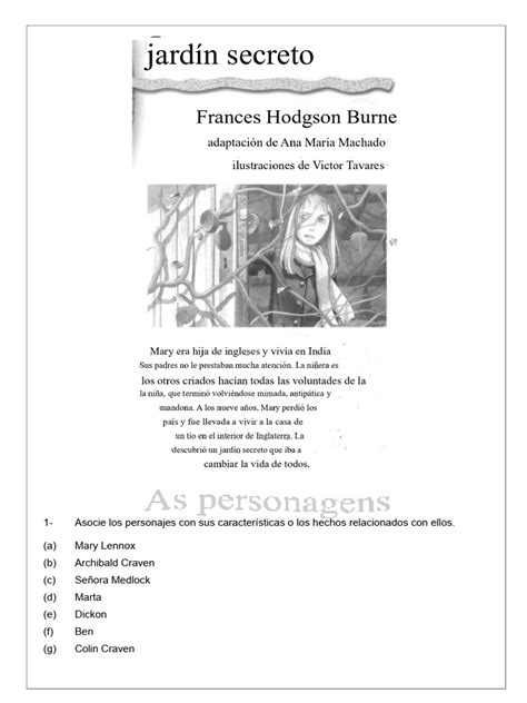 Características De Los Personajes De El Jardín Secreto Pdf