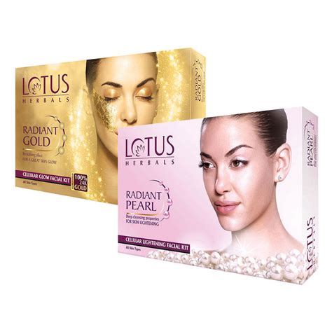 Buy Lotus Herbals Radiant Gold Cellular Glow And Pearl Facial Kit Combo