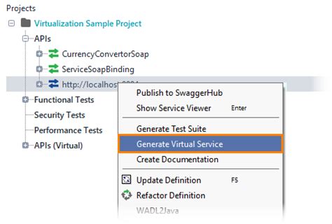 Create Virtual Service From API Spec In Project ReadyAPI Documentation