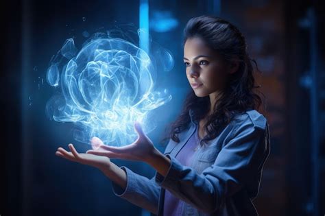 Premium Photo A Woman Holding A Glowing Object In Her Hands