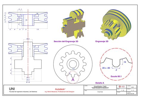 Practica Calificada N 06 I Mechanics Drawing Sketches Cad 3d Autocad
