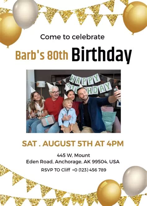 15 Free 80th Birthday Invitation Templates Photoadking