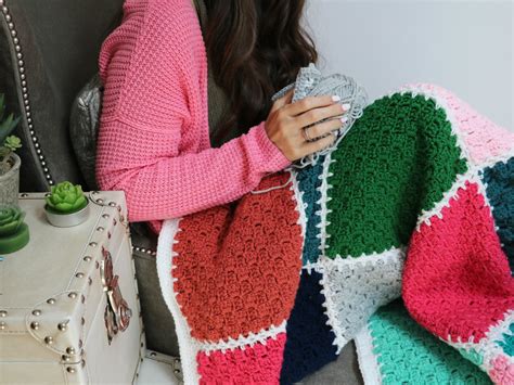 Modern Patchwork Crochet Throw Mjs Off The Hook Designs