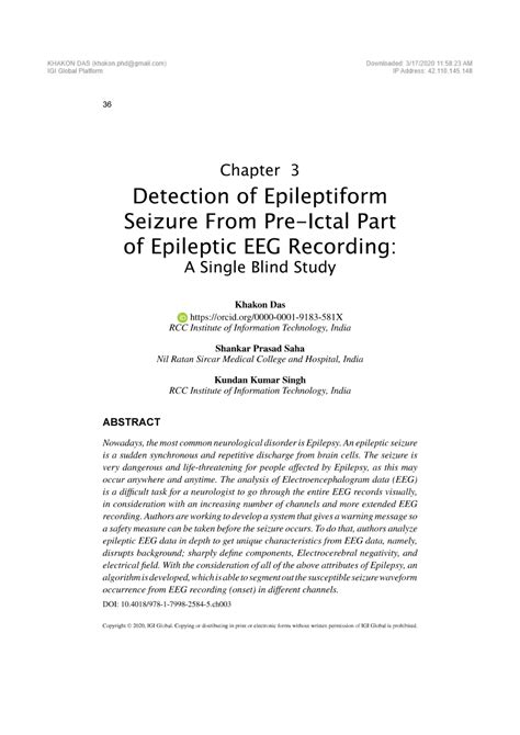 PDF Detection Of Epileptiform Seizure From Pre Ictal Part Of Epileptic EEG Recording A Single