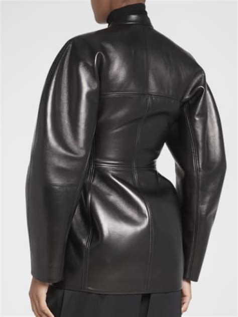 Katy Perry Black Jacket Circle Cut Leather Jacket Black