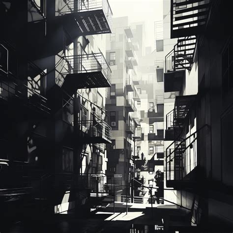 Premium Ai Image Abstract City Building Shadows