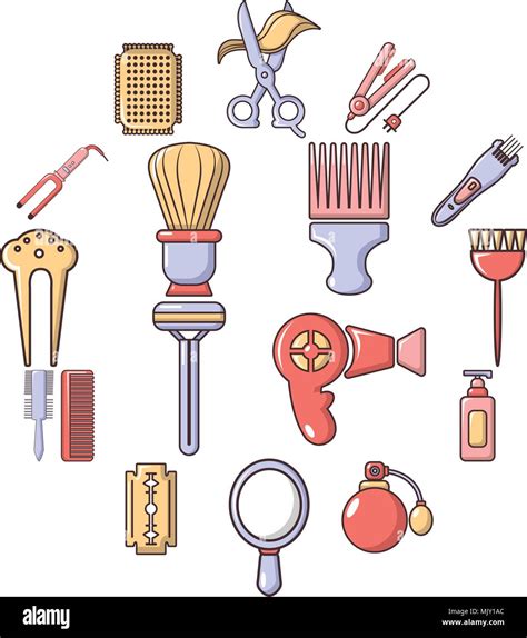 Hairdresser Icons Set Cartoon Style Stock Vector Image And Art Alamy