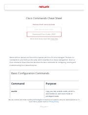 Cisco Commands Cheat Sheet Configuration Troubleshooting More Course Hero