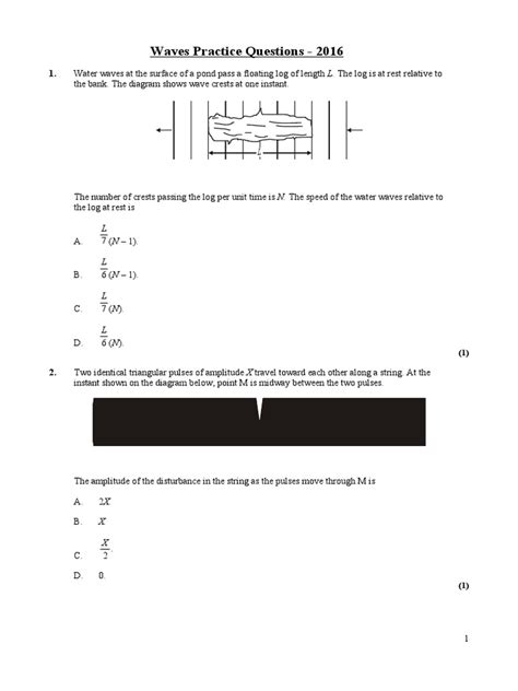 Physics Practice Paper Pdf Waves Polarization Waves