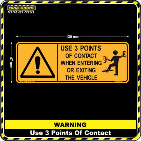 Warning Use 3 Points Of Contact When Entering Or Exiting Vehicle 47mm