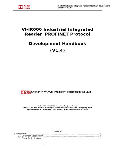 Vi Ir600 Profinet Development Handbook V14 Pdf Programmable Logic