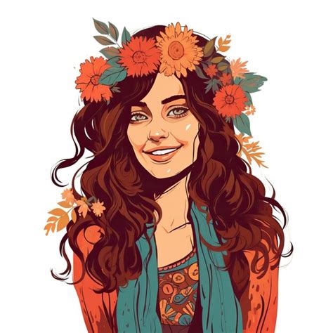 Premium Vector Bohemian Vector Friendly Woman On White Background