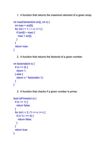 C Functions With Branches Statements A Function That Returns The Maximum Element Of A Given