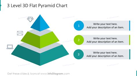 12 Professional 3d Flat Pyramid Charts To Show Levels Layer Hierarchy Vision Mission Goals