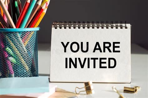 Are You Invited Text On Notepad With Office Tools Stock Illustration Illustration Of Invite