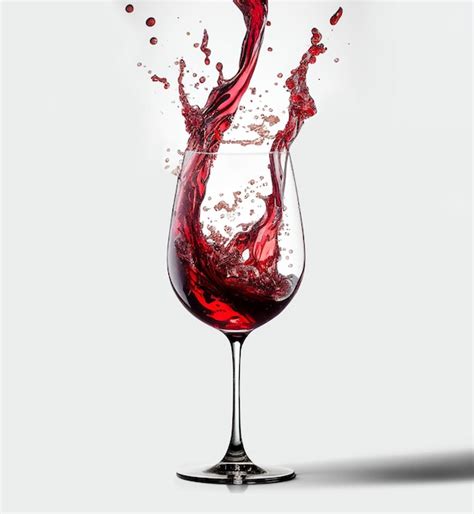 Premium Photo Close Up Red Wine Pouring Splashing Out Of A Glass On Isolated White Background