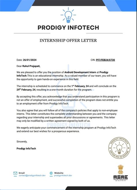 Rahul Prajapati On Linkedin Prodigyinfotech Prodigy Intern Internship Androiddevelopment