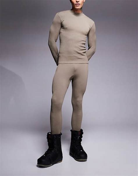 Asos 4505 Ski Thermal Base Layer Set In Clay Asos