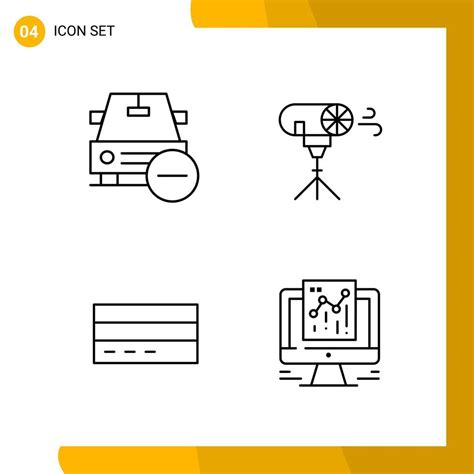 4 Icon Set Line Style Icon Pack Outline Symbols Isolated On White Backgound For Responsive