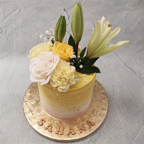 Yellow Floral Cake Lilly Floral Cake Order Custom Cakes In