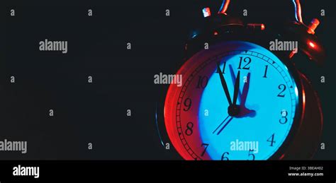 Analog Retro Clock Five Minutes To Midnight Time Past Concept Stock