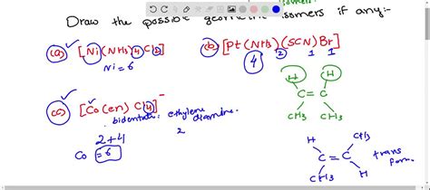 Draw The Structures Of All Possible Isomers For The Following Complexes