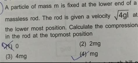 [answered] a particle of mass m is fixed at the lower end of a massless