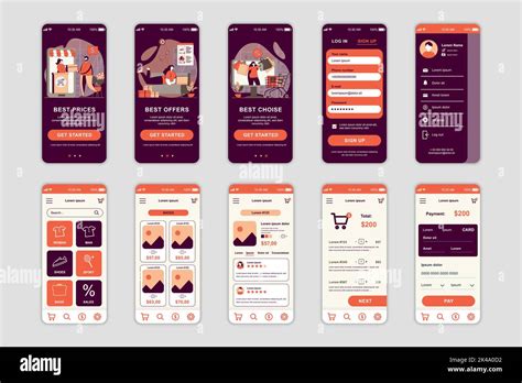 Shopping Concept Screens Set For Mobile App Template People Shop At Best Prices Choose