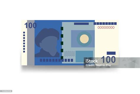 키르기스스탄 솜 벡터 일러스트 레이 션입니다 키르기스스탄 돈 세트 번들 지폐 지폐 100 C 플랫 스타일 흰색 배경에 격리