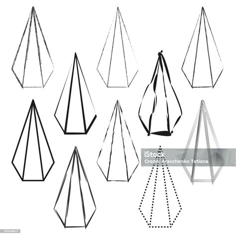 기하학적 피라미드 모양입니다 추상 라인 아트 흑인과 백인 벡터 일러스트 레이 션입니다 0명에 대한 스톡 벡터 아트 및 기타 이미지 Istock