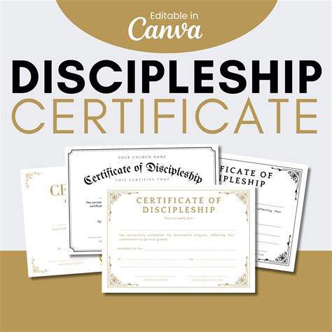 Editable Discipleship Certificate Template Church Certificate Digital