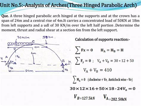 Analysis Of Three Hinge Parabolic Arches PPT