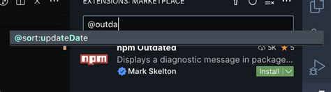 `outdated` Filter Not Available For Autocompletion In Extensions