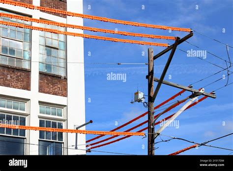 Power Line Covers Orange Safety Line Guards Covering Electrical Wires