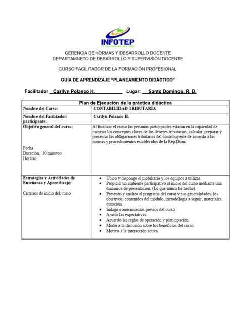 plan ejecución practica didactica cp 2 descargar gratis pdf evaluación aprendizaje