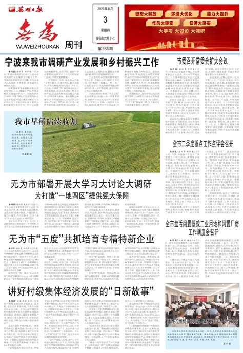 全市盘活闲置低效工业用地和闲置厂房工作调度会召开 无为周刊