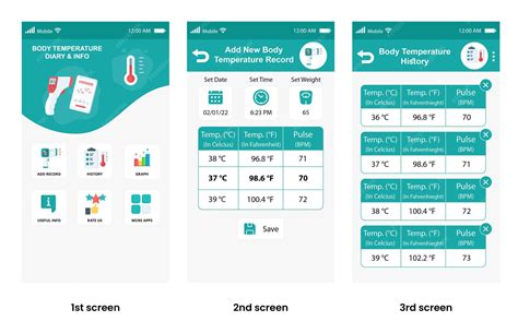 Premium Vector Body Temperature Diary App Ui Part 1
