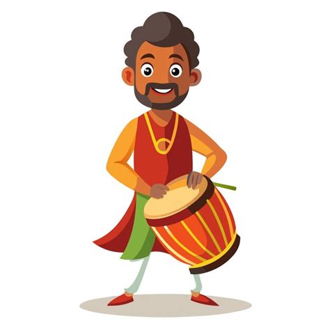 Premium Vector Man Playing Drum Rhythmic Music Performance And