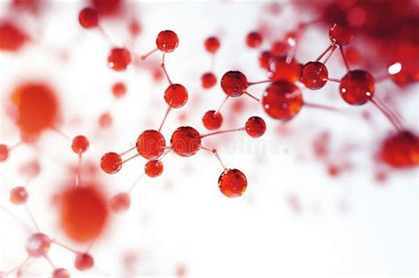 Red Molecules Floating And Connecting On Bright White Background 3D