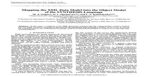 Mapping The Xml Data Model Into The Object Model Of The Synthesis