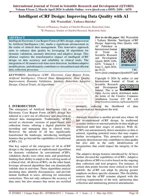 Intelligent Ecrf Design Improving Data Quality With Ai Pdf Artificial Intelligence