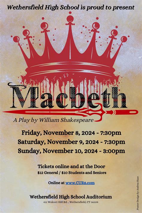 Nov 8 Wethersfield High School Presents Macbeth Wethersfield Ct