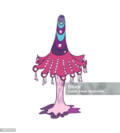 흰색 배경에 마법의 버섯의 판타지 장식 아이콘 손으로 그린 개념 벡터 그림입니다 개념에 대한 스톡 벡터 아트 및 기타 이미지