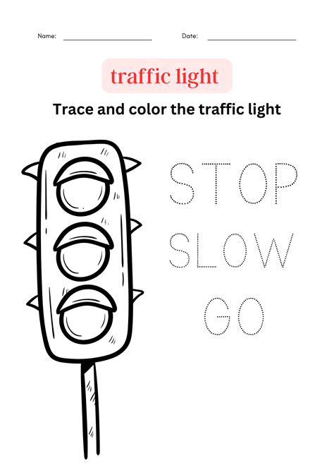Kindergarten Worksheet Traffic Lights