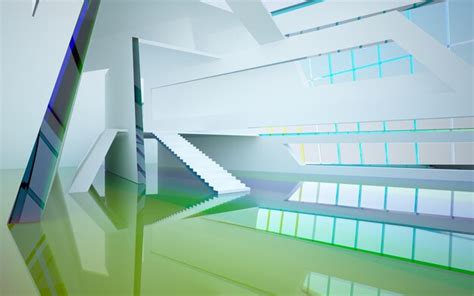 抽象的な白と色のグラデーション メガネ パラメトリック インテリア ウィンドウ 3 D イラスト プレミアム写真